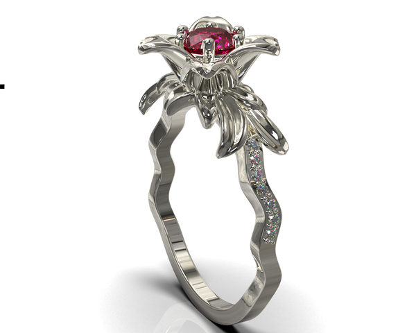 Ruby Flower Engagement Ring │Vidar Boutique