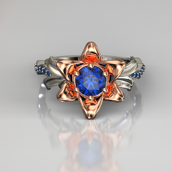 Lily Flower Sapphire Engagement Ring │Vidar Boutique