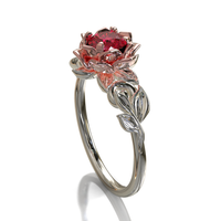 Unique Lotus Flower Ruby Engagement Ring│Vidar Boutique