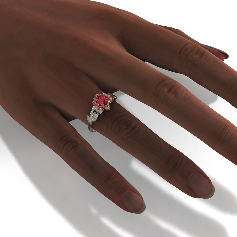 Unique Lotus Flower Ruby Engagement Ring│Vidar Boutique