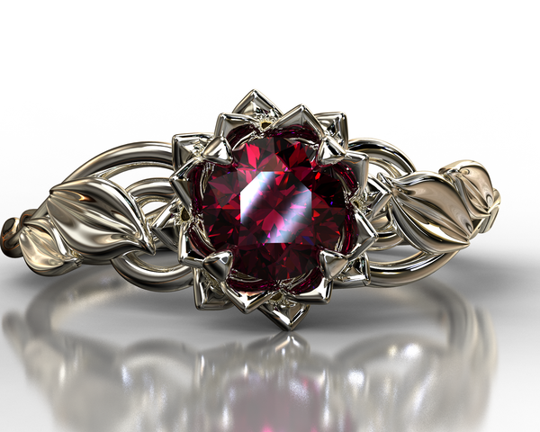 Lotus Flower Ruby Engagement Ring │Vidar Boutique