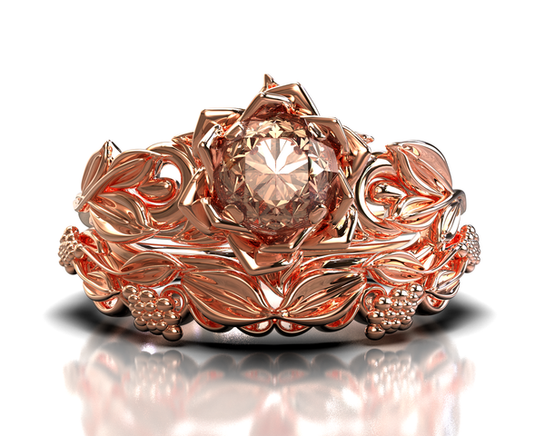 Unique Flower Morganite Rose Gold Bridal Set │Vidar Boutique